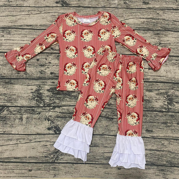 Santa Stripe two piece ruffle set – Leopardbaby Boutique
